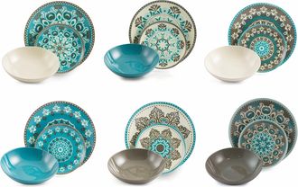 Villa D'Este Home Tivoli VILLA DESTE HOME Geschirr 18er Set Cala Jondal Mehrfarbig
