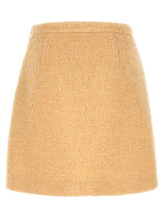 Valentino Garavani Womens Beige Virgin Wool Long Skirt