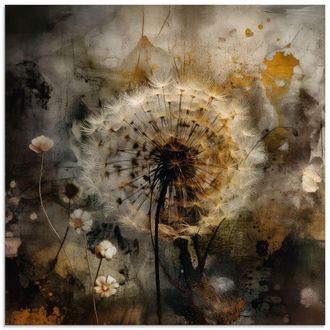 Artland ARTland Wanddeko Glasbilder Wandbild Glas Bild einteilig 50x50 cm Quadratisch Garten Pflanzen Blumen Pusteblume Abstrakt Collage Modern U4WR