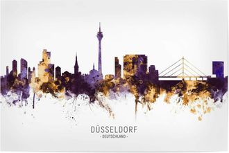 artboxONE Poster 150x100 cm Städte Düsseldorf Skyline PurpleGold - Bild düsseldorf cityscape deutschland