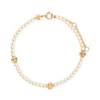Tory Burch Femme, Accessoires, Multicolore, Taille: ONE Size Bracelet Charme Perle Fermoir Griffe de Homard