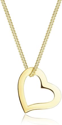 Elli PREMIUM Halskette Gelbgold 375 Cut-Out Herz Anh&auml;nger Damen Kette, Schmuck Geschenke f&uuml;r Frauen M&auml;dchen Mama Freundin, Goldkette L&auml;nge 45cm