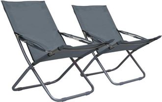 vidaXL Vidaxl - Klappbare Strandst&uuml;hle 2 Stk. Stoff Grau