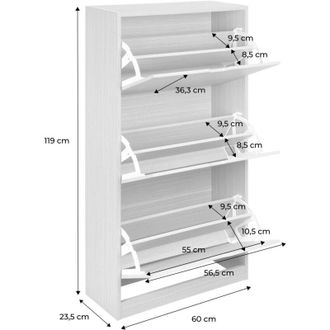 Sweeek Schuhschrank Holzdekor 3 Schubladen