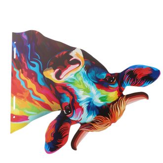 FOMIYES Metall Kuhkopf Wanddeko f&uuml;r Garten und Terrasse Rostfreie Tierkopf Skulptur aus Eisen Bunte Outdoor Wandkunst f&uuml;r Haus und Zaun