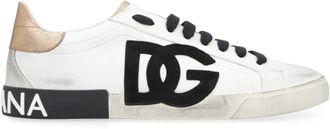 Dolce & Gabbana Mens Leather Sneakers Portofino White Calf Trainers