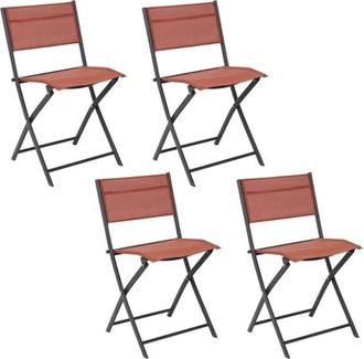 Altobuy Altobuy - sanae - Lot de 4 Chaises de Jardin Pliantes terracotta