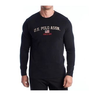 U.S.Polo Association Lang&auml;rmeliges Baumwoll-T-Shirt - - Tops - Herren - Schwarzk - XL