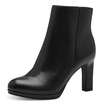 Marco Tozzi Bottines &eacute;l&eacute;gantes pour femme avec talon en cuir synth&eacute;tique, Noir, 39 EU