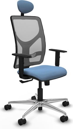 Piqueras y Crespo Drehbarer Schreibtischstuhl mit Rollen, 1D-Armlehnen, h&ouml;henverstellbare Lendenwirbelst&uuml;tze und festes Kopfteil, ausgestattet mit 3 Positionen, Grau/Hi