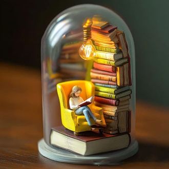 Generic Leser-Nachtlicht, LED-Harz gebeizte gestapelte B&uuml;cher Lampe, gestapelte B&uuml;cher Lichter, 3D-Miniatur-B&uuml;cherlampe, winziges B&uuml;cherregal, Bibliothek, Sta