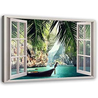 Feeby Impression sur toile 60x40 cm decoration chambre - tableau decoration murale Tableau Paysage - Nature Fen&ecirc;tre - decoration maison - Tableau Moderne - 