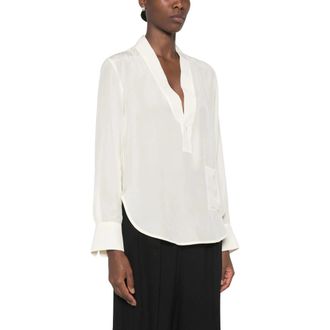 Victoria Beckham V-Ausschnitt-Shirt - - Blouses & Shirts - Damen - Beige - S