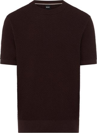 BOSS Kurzarmpullover Nilton Premium Menswear Business-Casual-Look, Strukturstrick-Material