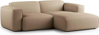 Studio Copenhagen home24 Ecksofa mit XL-Longchair Braun Cordstoff Snor 260 x 71 x 171cm Longchair davorstehend rechts Modern
