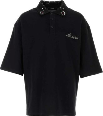 Amiri Homme, Tops, Noir, Taille: S Stud Collar Oversized Polo