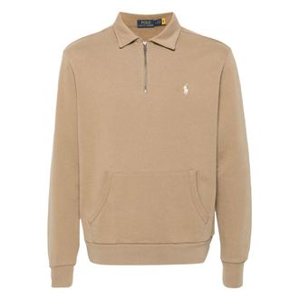 Polo Ralph Lauren Homme, Sweatshirts et sweats &agrave; capuche, Beige, Taille: L Beige Half-Zip Jersey SweaT-shirt