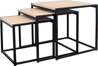 The Home Deco Factory The Home Deco Factory - Tables carr&eacute;es gigognes m&eacute;tal et bois (Lot de 3)