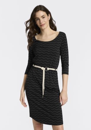 Ragwear Jerseykleid RAGWEAR LILITHA ZIG ZAG O, Damen, Gr. XXL, N-Gr, schwarz, Jersey, Obermaterial: 50% Baumwolle, 50% Modal, gemustert, kniefrei, Rundhals, K