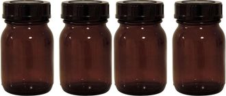 Viva Haushaltswaren Viva-Haushaltswaren braunes Apothekerglas Set 4x 75ml inkl. Schraubverschluss & Etiketten made in Germany, Braun
