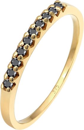 Elli DIAMONDS Ring Damen Geo Schwarzer mit Diamant (0.15 ct.) in 375 Gelbgold