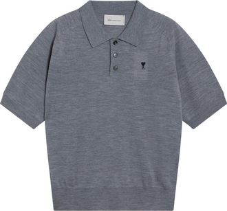 Ami Homme, Tops, Gris, Taille: S Polo &agrave; manches courtes avec broderie poitrine