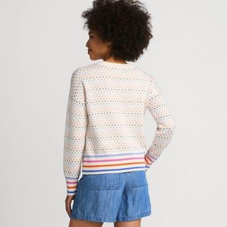 Lands End Pullover DRIFTER mit Rundausschnitt, Damen, Gr&ouml;&szlig;e:44-46 regular, Wei&szlig;, Baumwolle, by Lands End