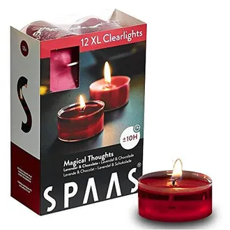 Spaas 12 Maxi Duftenden Clearlights, Teelichter mit durchsichtigem Halter, ± 10 Stunden - Magical Thoughts