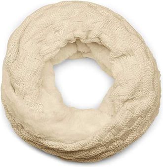 styleBREAKER écharpe ronde à mailles fines chaude avec motif tresse et doublure intérieure en polaire très douce, écharpe snood, unisexe 01018150, couleur:Ivoire