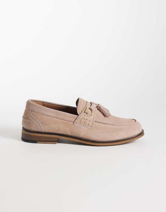 Asos Mocassins en daim &agrave; pampilles - Rose clair