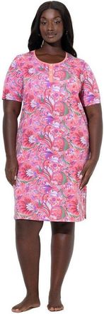 Ulla Popken Bigshirt Bigshirts 2er-Pack Bl&uuml;ten/uni Rundhals Halbarm