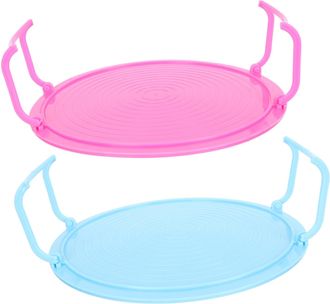 Valiclud Multifunktionales Mikrowellenherd Tablett Pp Dampfer Lagerregal Mehrschichtig Lebensmittelregal Für Küche Und Dampfgarer 2 Stück in Blau Und Rosa