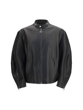 Gucci Mens Leather Biker Jacket Horsebit Black Calf