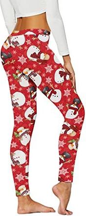 Generic Legging de sport 2026 pour femme - Motif de No&euml;l d&eacute;contract&eacute; - Taille haute - Imprim&eacute; floral - Pour yoga, course &agrave; pied, fitness quotidien, Rouge, XXL