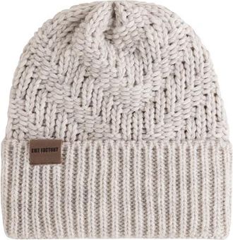 Knit Factory Bonnet Sally - Bonnet Femme et Homme - Beanie Hiver - Bonnet Chaud - Bonnet tricot&eacute; - Grosses Mailles - Beige - One Size - 30% Laine, 70% Acrylique