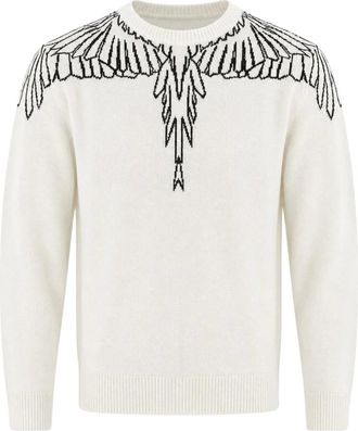 Marcelo Burlon Pull &agrave; col rond Wings - Homme - Pulls - Blanc - Taille: XS
