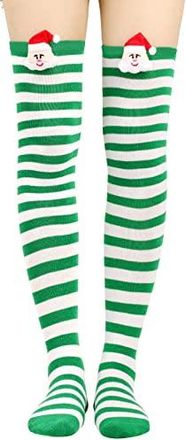 Generic Chaussettes Hautes Ray&eacute;es de No&euml;l, Bas Longs Au-Dessus Du Genou, Costumes de F&ecirc;te Cosplay, Chaussettes &agrave; Rayures