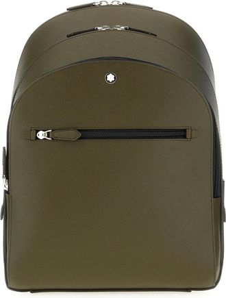 Montblanc Montblanc, Homme, Sacs, Vert, Taille: ONE Size Sac &agrave; dos Medium avec 3 Compartiments en Cuir Sartorial