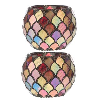 Healifty 2er-Set Mosaik-Teelichthalter - Glas-Votivkerzenhalter, Kleiner Aromatherapie-St&auml;nder f&uuml;r Festliche Dekorationen im Esszimmer oder auf dem Couchtisch 