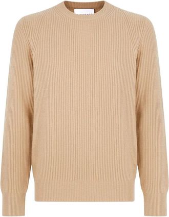 Amaranto Rippstrick-Pullover mit Rundhalsausschnitt - - Knitwear - Herren - Beige - S