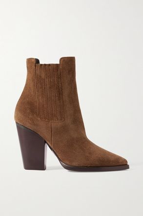 Saint Laurent Theo Ankle Boots Aus Veloursleder - Braun