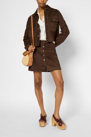 Gerard Darel Veste courte en ch&egrave;vre velours - ROSALIA - Cinnamon