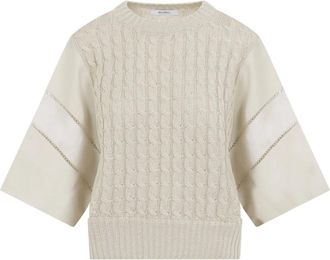 Max Mara Femme, Pulls, Beige, Taille: 40 FR Tricot ras du cou