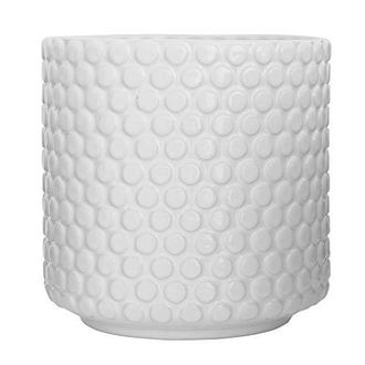 Bloomingville Pot de Fleurs rétro en céramique pour Plantes dintérieur - Taille M - Diamètre : 15,5 cm - Ouverture : 13 cm de diamètre - Blanc