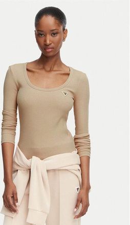 Guess Bluse V4BP07 K8RT2 Beige Slim Fit