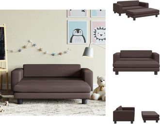 vidaXL Baby- & Kleinkindm&ouml;bel - Living Kindersofa mit Hocker Braun 100x50x30 cm Kunstleder