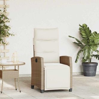 vidaXL Vidaxl - Chaise de jardin inclinable et table dappoint beige polyrotin