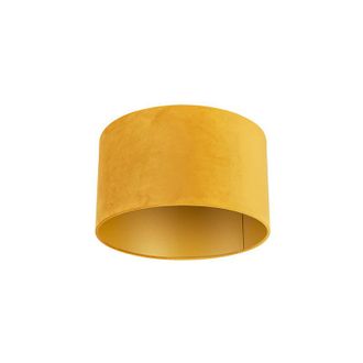 QAZQA Samt Lampenschirm Gelb 35/35/20 mit goldener Innenseite