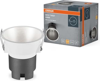 Osram SPOT TWIST Einbau-Downlight, silber, 10W, 800lm, 830 WT, 93mm Durchmesser, warmwei&szlig;e Lichtfarbe, bis zu 90% Energieersparnis im Vergleich zu Halogen-D