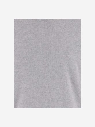 Bottega Veneta Mens Cashmere Sweater With Leather Detail Gray